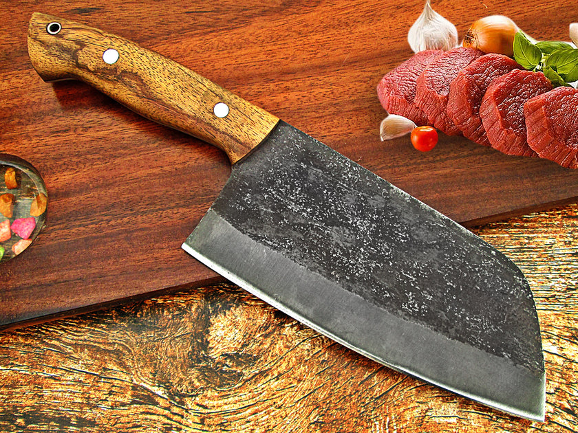 Hand Forged High Carbon Steel Cleaver Knife 12" Chopper with 7" Blade ...
